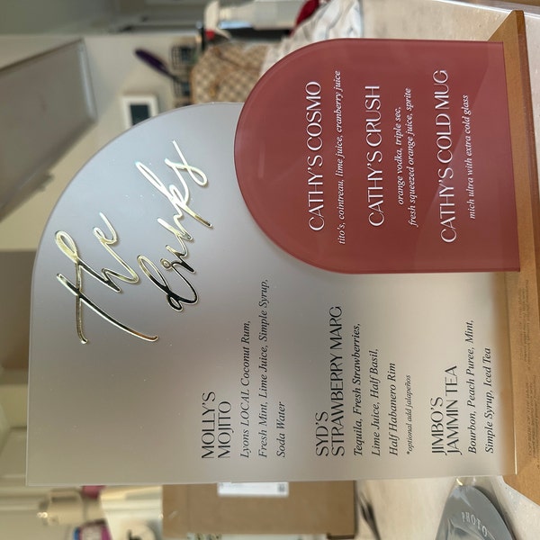 Double Arch 3D Bar Menu Sign | Personalized Drinks | Custom Acrylic Bar ...