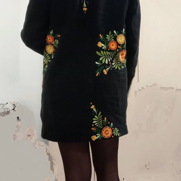 Black Wool Blazer With Ukrainian Embroidery. Patchwork Autumn Jacket ...