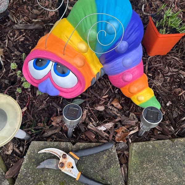 Whimsical Giant Ceramic Garden Worm Statue - Unique Patio Sculpture for ...