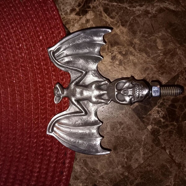 Rare Bat on Skull, Rat Rod, Hot Rod, Car Hood Ornament - Etsy