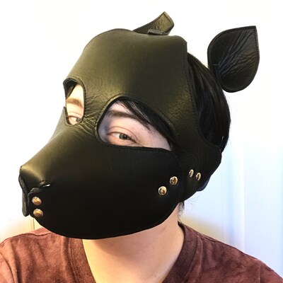 Black Leather Pup Play Hood - Etsy