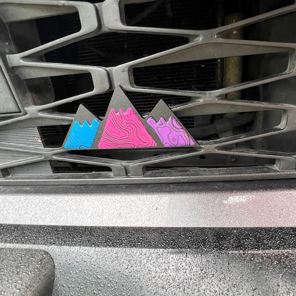 Topo Tri-color Mountains Grille Badge Emblem Fit for Toyota Tacoma ...