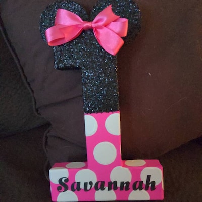 Minnie Mouse Inspired Paper Mache Number, Age Photo Prop, Paper Mache ...
