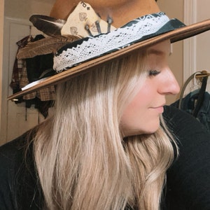 Tyler Childers Custom Hand Burned Wide Brim Fedora Hat Floral, Flowers ...