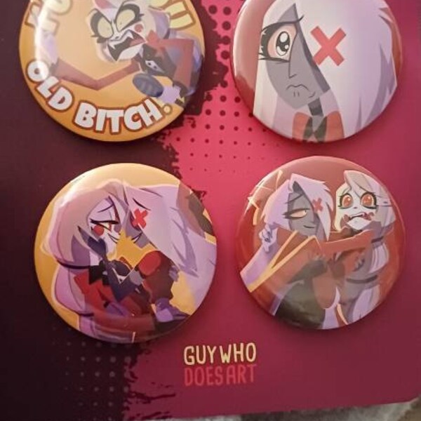 Niffty 4x Badge Set - Hazbin Hotel Character Collection | 44mm Fan Art ...