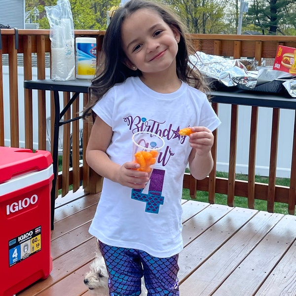 Mermaid Birthday Shirt Girls Utfit Set Personalized Glitter Bodysuit ...