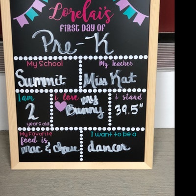 Reusable Back to School Chalkboard First Day of School Sign - Etsy