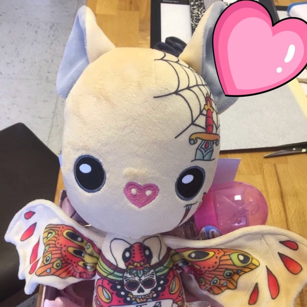Personalized Tattoo Plushie Bat drake, Small, Inked With Old School ...