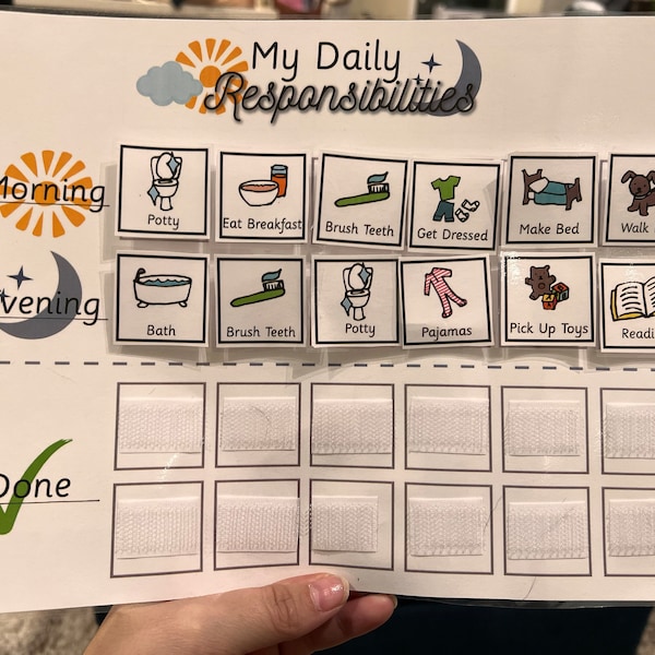 Kids Daily Responsibilities Chart, Printable Daily Routine, Chore Chart ...