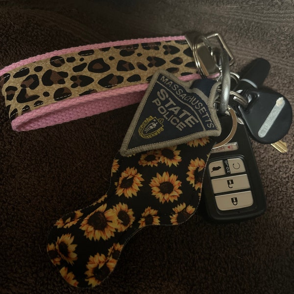 Cheetah Print Fabric Key Fob- Leopard Print Key Fob- Animal Print Key ...