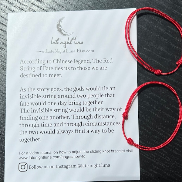 Red String of Fate Couple Bracelet Set With Card / Kabbalah Red Thread ...