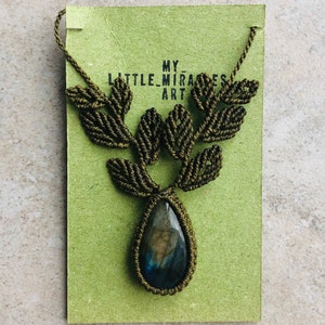 Handmade Macrame Necklace With Labradorite Gemstone/handmade - Etsy