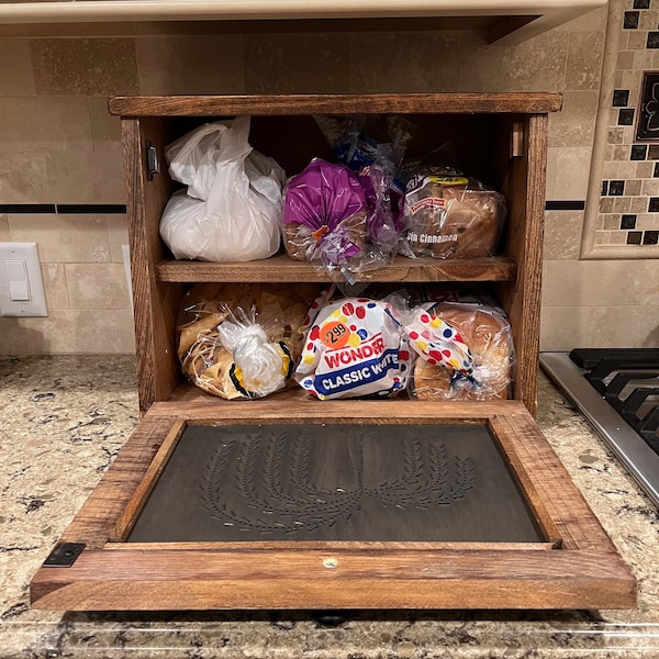 Amish Rustic Farmhouse Handcrafted Wood & Tin Bread Box Two Layer ...