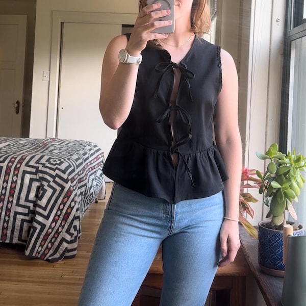 Top Sewing Pattern | Ties Front Top With Frilled Hem | Open Front Top ...