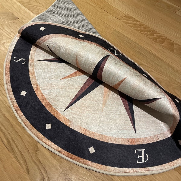 Compass Rose Rug, Compass Medallion Decor, Home Decor, 3D Compass Rug ...