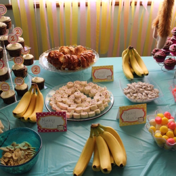 Curious George Party Table Tents DIY / Food Labels / Place Cards ...