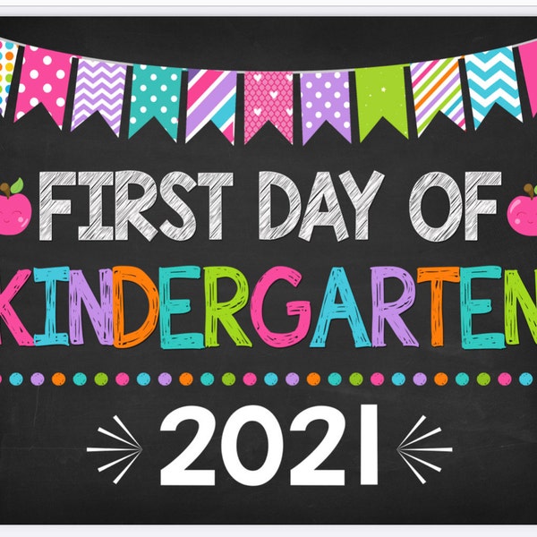 Girl First Day of Kindergarten Sign Printable Back to School Sign ...