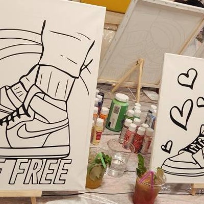 Canvas Printable Easy/ Pre Drawn Outline Canvas/ DIY Canvas/ Party ...