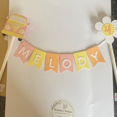 Groovy Bunting Cake Topper, 1st Birthday Cake Topper, Two Groovy Banner ...