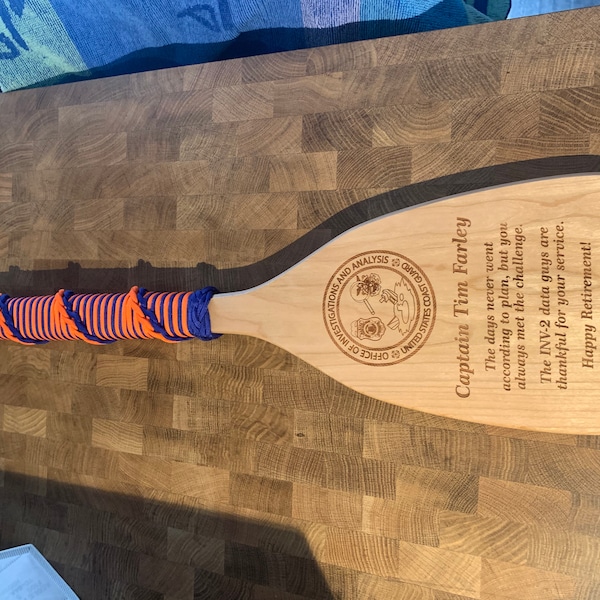 Custom Laser Engraved Cherry Wood Paddle: Military, Navy, Coast Guard ...