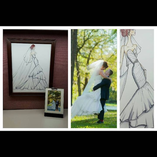 Custom Bride Illustration - Dress Drawing - Wedding Memento - Bridal ...