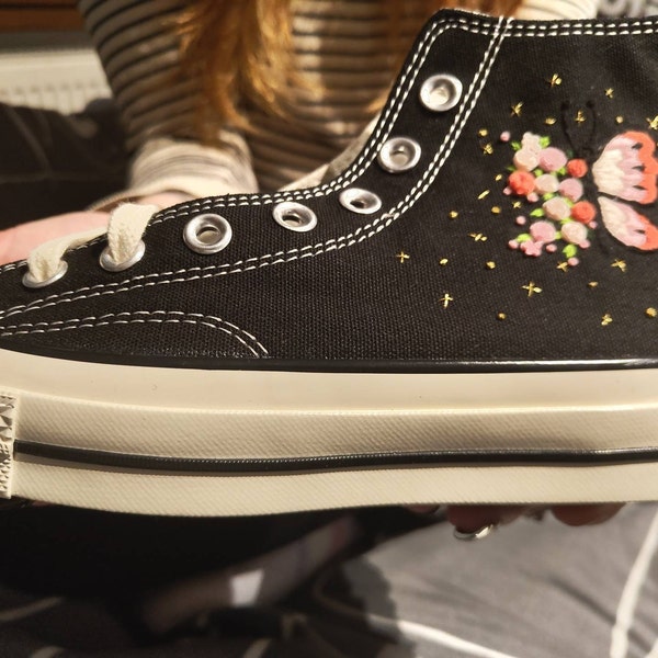 Converse Custom Floral Embroidery / Converse Custom Name / Gift for ...