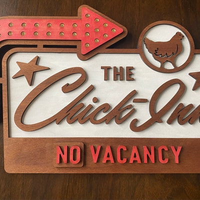 Chick-inn Sign SVG Laser Cut Files for Glowforge Laser Cutter Artwork ...