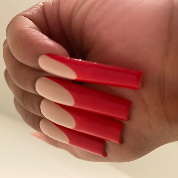 Ferrari Frenchies - Red French Tip Press on Nail Set - Etsy
