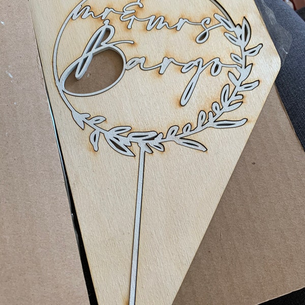 Round Floral Wedding Cake Topper Custom Cake Topper Personalized Name ...