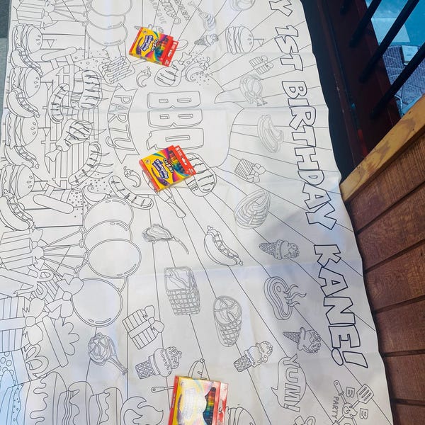 Camping Coloring Table Runner Camping Party Decor Huge Coloring Sheet ...