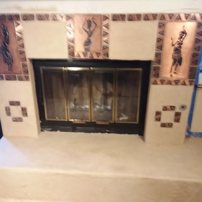 Three African Woman Tribal Set of 35 Handmade Tiles 100% Copper ...