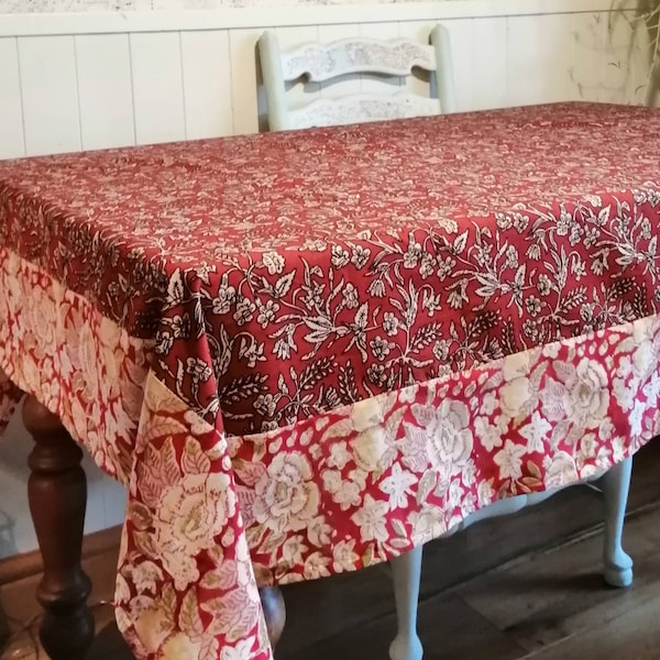 Red Block Print Fabric, Hand Block Print Cotton Fabric, Indian Fabric ...