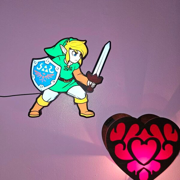 Zelda LED Lightbox: Link With Hylian Shield, Gaming Room Decor - Etsy