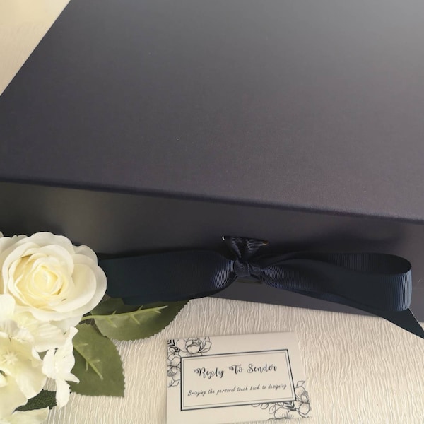 Large Navy Gift Box With Ribbon - Bridesmaid Gift Box - Bridesmaid ...