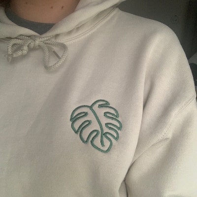 Embroidered Monstera Plant Hoodie - Etsy