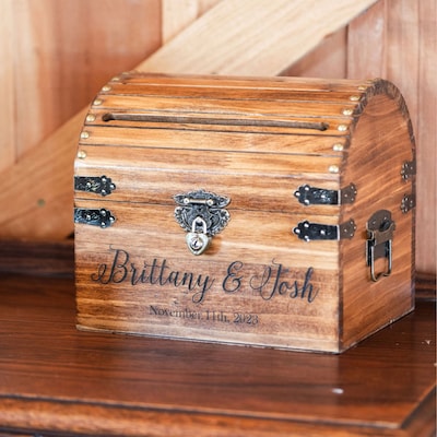 Wooden Card Box, Rustic Card Box With Slot, Bridal Shower Card Holder ...