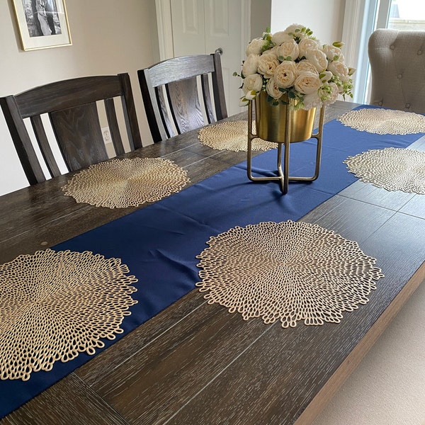 Navy Blue Table Runner Polyester | Wedding Table Runners - Etsy
