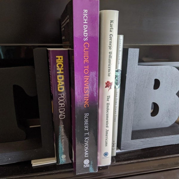 Black Letter Bookends, Initial Bookends, Wooden Custom Bookends ...