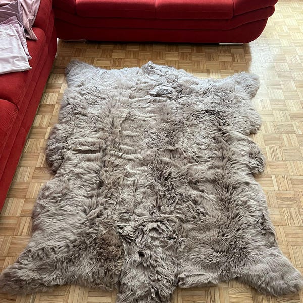 Genuine Natural Cappuccino Sheepskin Rug, Pelt Giant Sheepskin Rug ...
