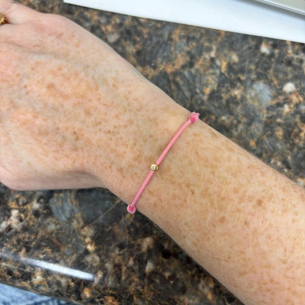 Diamond String Bracelet, 14k Gold & Diamond Friendship Bracelet, Silk ...