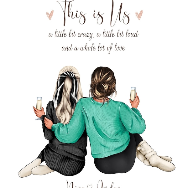 Custom Friend Prints, Friends Portrait Illustration, Personalised Wall ...