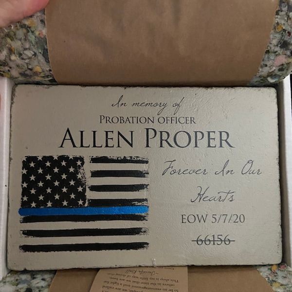 Personalized Police Memorial Stone, Thin Blue Line Remembrance - Etsy
