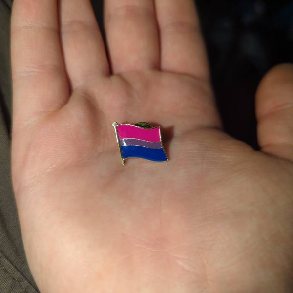 BISEXUAL (LGBTQ) Pride Flag Silver-back Pin Badge for Lapels, Shirts ...