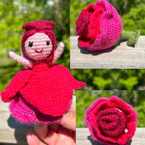 Reversible Rose Fairy Amigurumi Pattern Flower Crochet - Etsy