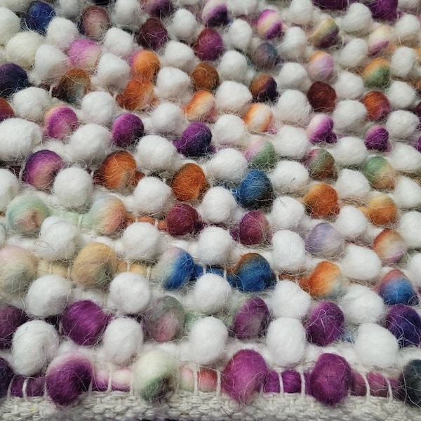 Colourful Chunky Multi Blend Felted Wool Area Rug, Handwoven Wool ...