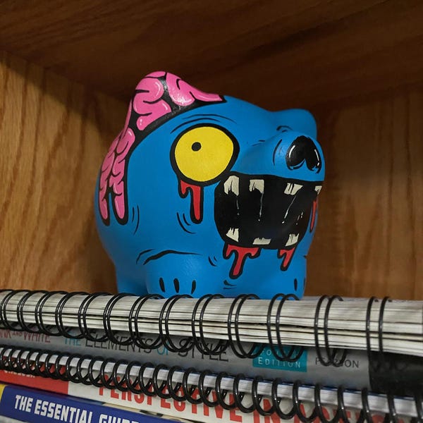 Zombie Piggy Bank - Horror Creepy Monsters Kids Cute Brains Blue ...