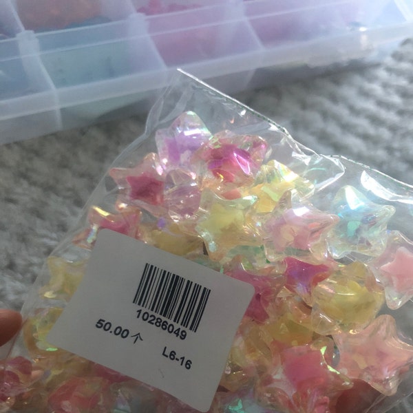 19mm Acrylic Star Bead AB Translucent Pastel Beads Iridescent Pastel ...