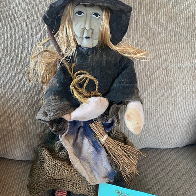German Vintage Witch Doll With a Parachute for Hanging Witch Figurine ...