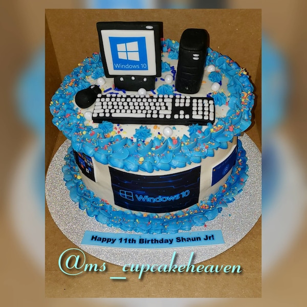 Fondant Computer Cake Topper, Programmer Birthday, Programmer Graduation, Tech Support ...