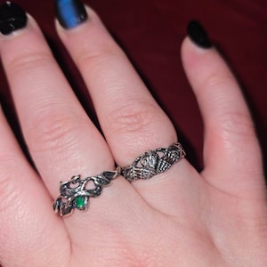 Elven Peridot Wedding Ring, Elven Engagement Ring, Dark Elven Silver ...